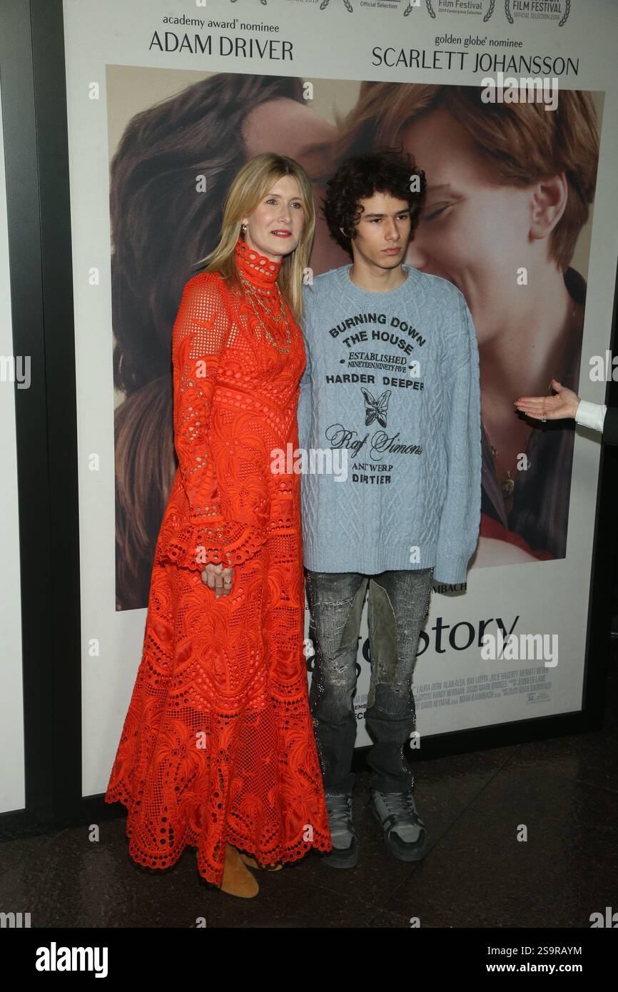 Laura Dern and son Ellery Harper at the 'Marriage Story' film premiere ...
