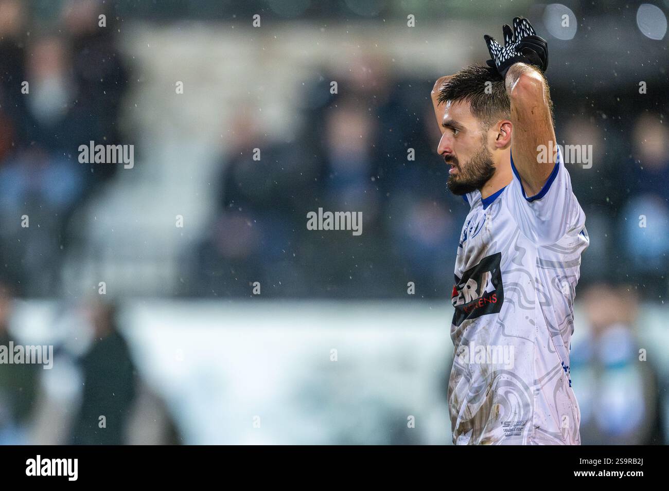 Hasselt, Belgium. 25th Jan, 2025. Carrasco Mylan (7) of KSK Heist ...