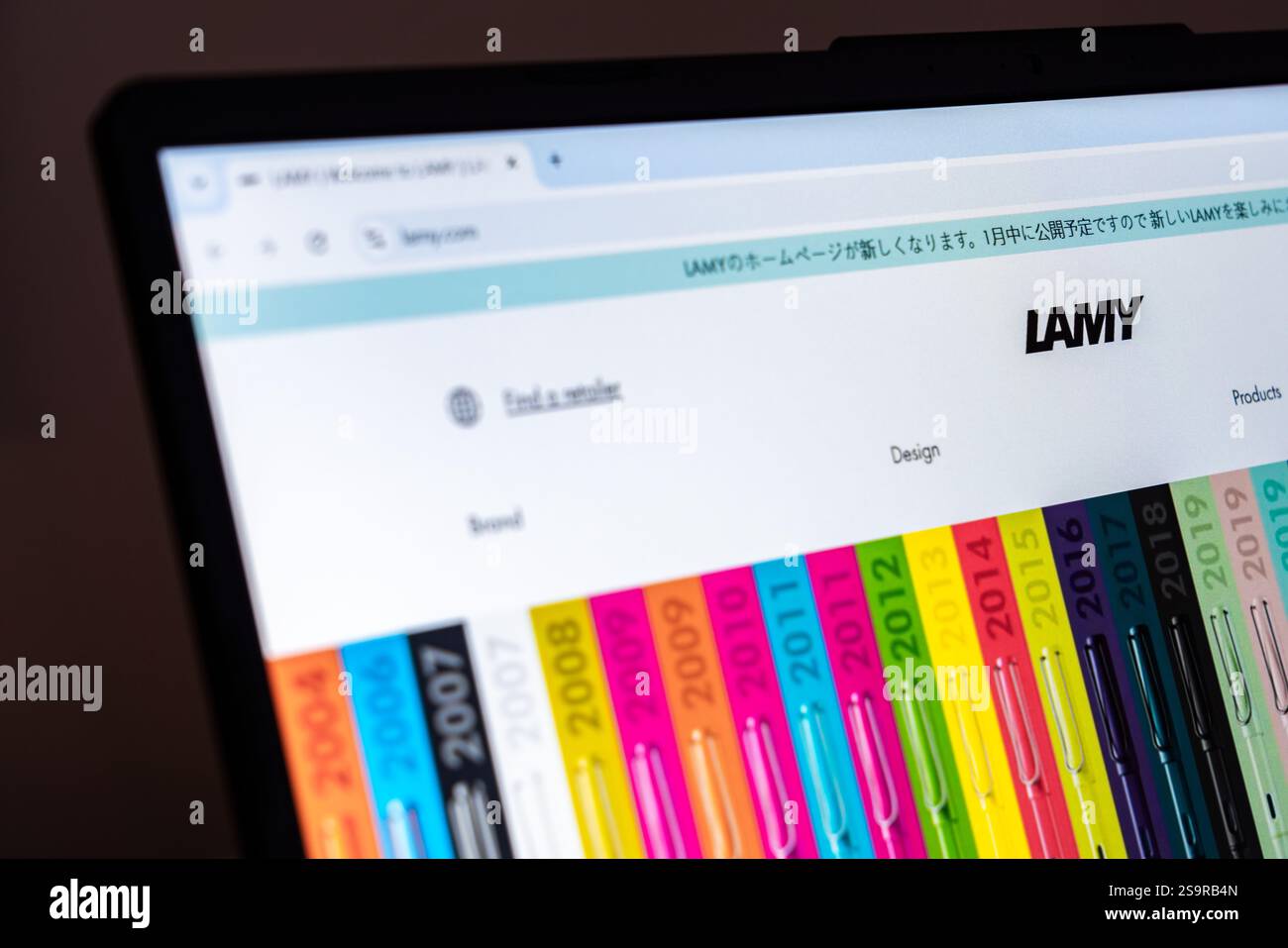 New York, USA - January 22, 2025: Lamy website displayed on laptop screen highlighting premium ...