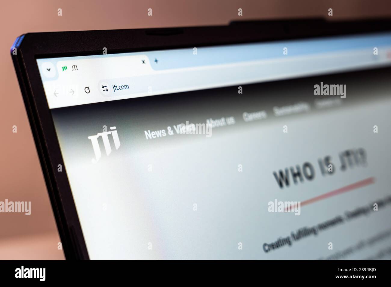 New York, USA - January 20, 2025: JTI website presenting corporate ...