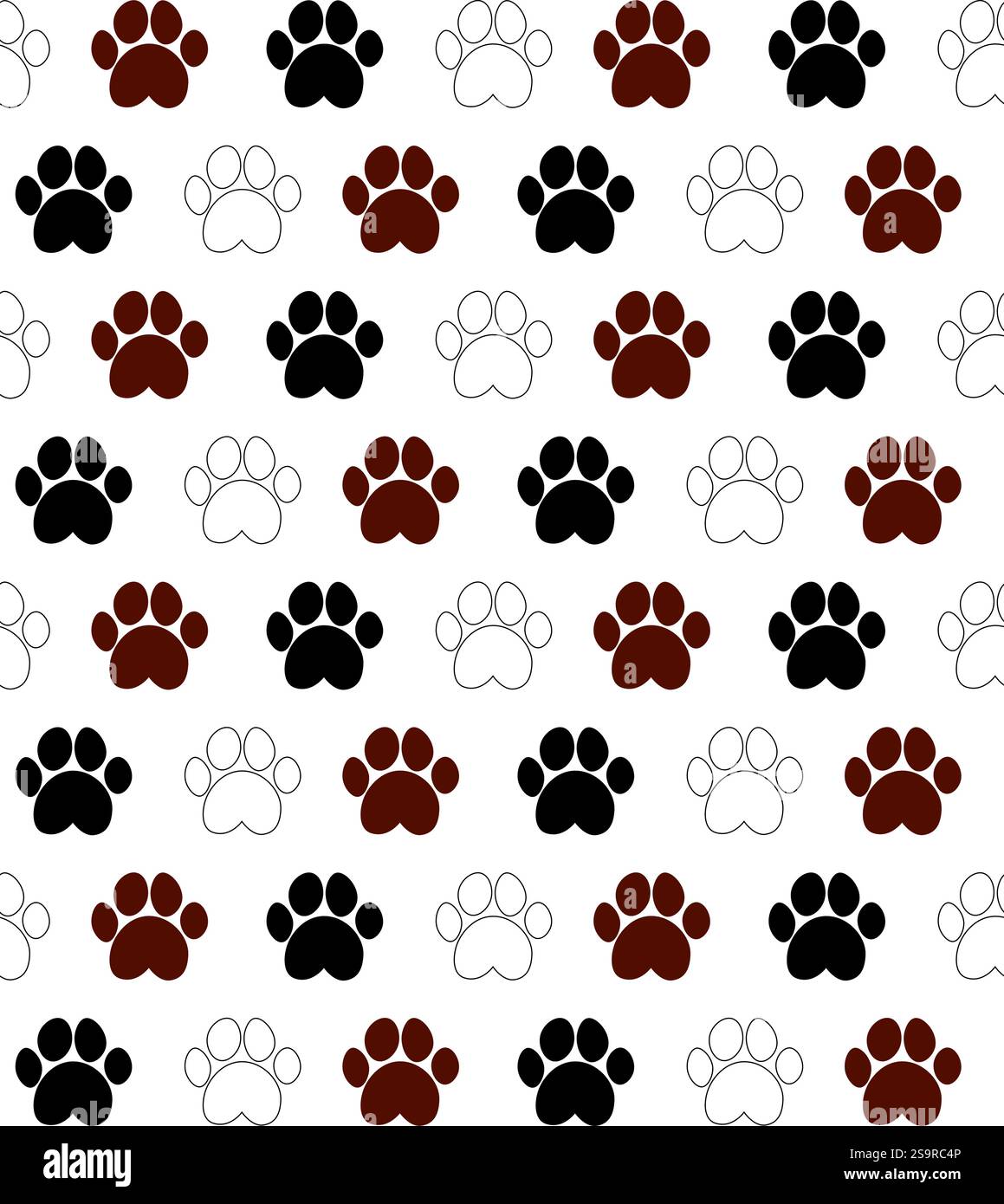 Seamless pattern with dog paw prints on light background. Vector ...