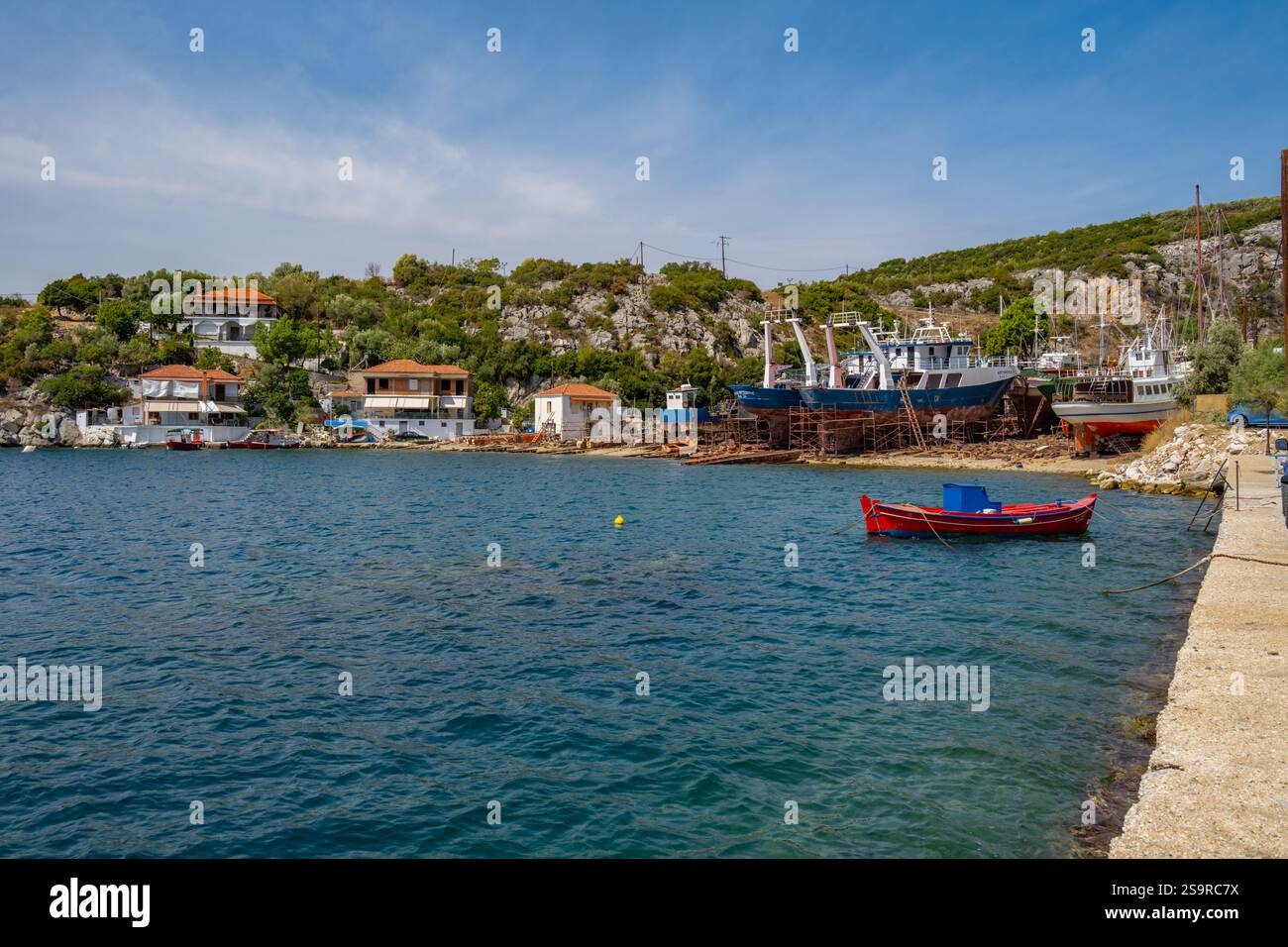 Ship repair yard at Agia Trikeri on the south of the Pelion Peninsula ...
