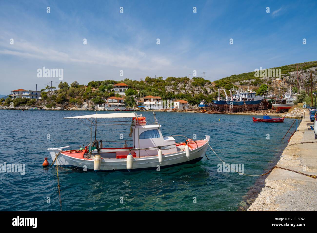 Ship repair yard at Agia Trikeri on the south of the Pelion Peninsula ...