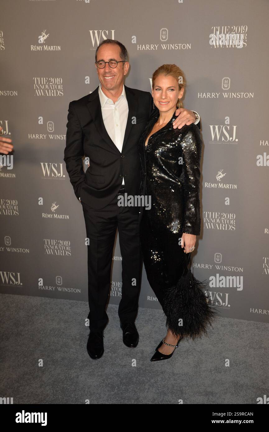 Jerry Seinfeld and Jessica Seinfeld arriving at the WSJ Mag 2019 ...