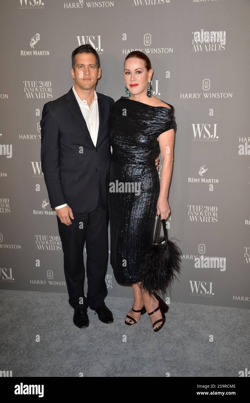 Panio Gianopoulos and Molly Ringwald arriving at the WSJ Mag 2019 ...
