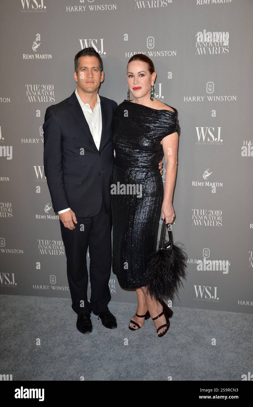 Panio Gianopoulos and Molly Ringwald arriving at the WSJ Mag 2019 ...