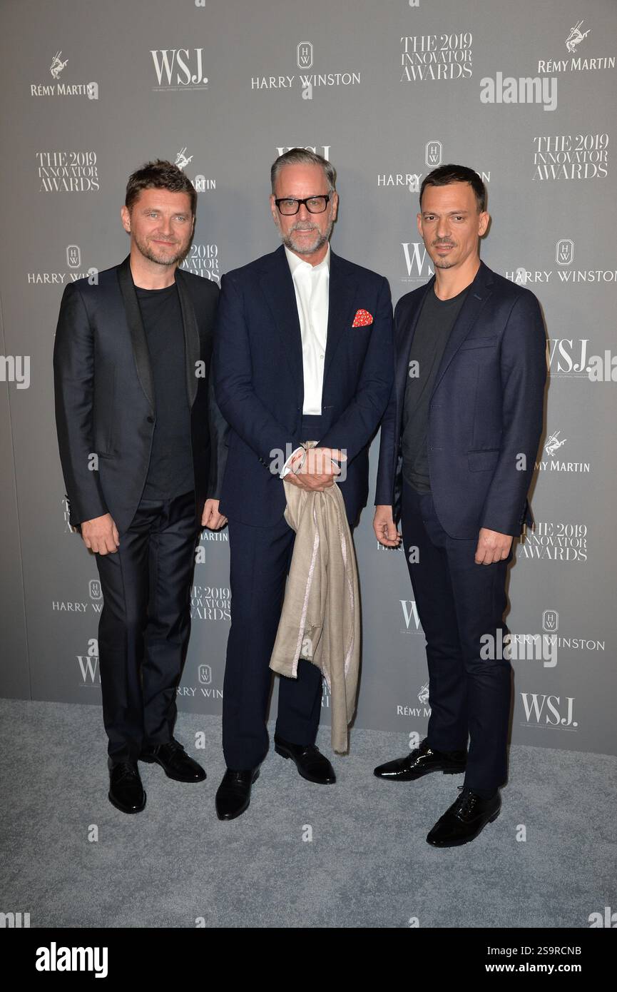Karl Fournier, Madison Cox, Olivier Marty arriving at the WSJ Mag 2019 ...