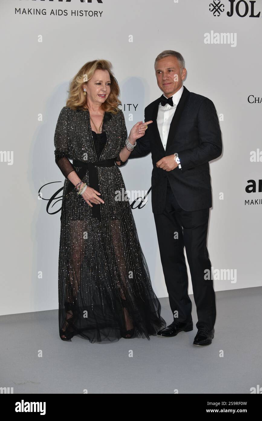 Caroline Scheufele, Christophe WaltzamfAR Cannes Gala 2019 at Hotel du ...