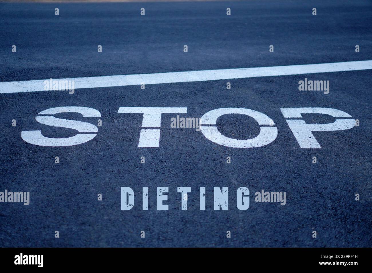 stop dieting concept. words written on a highway stop sign Stock Photo ...