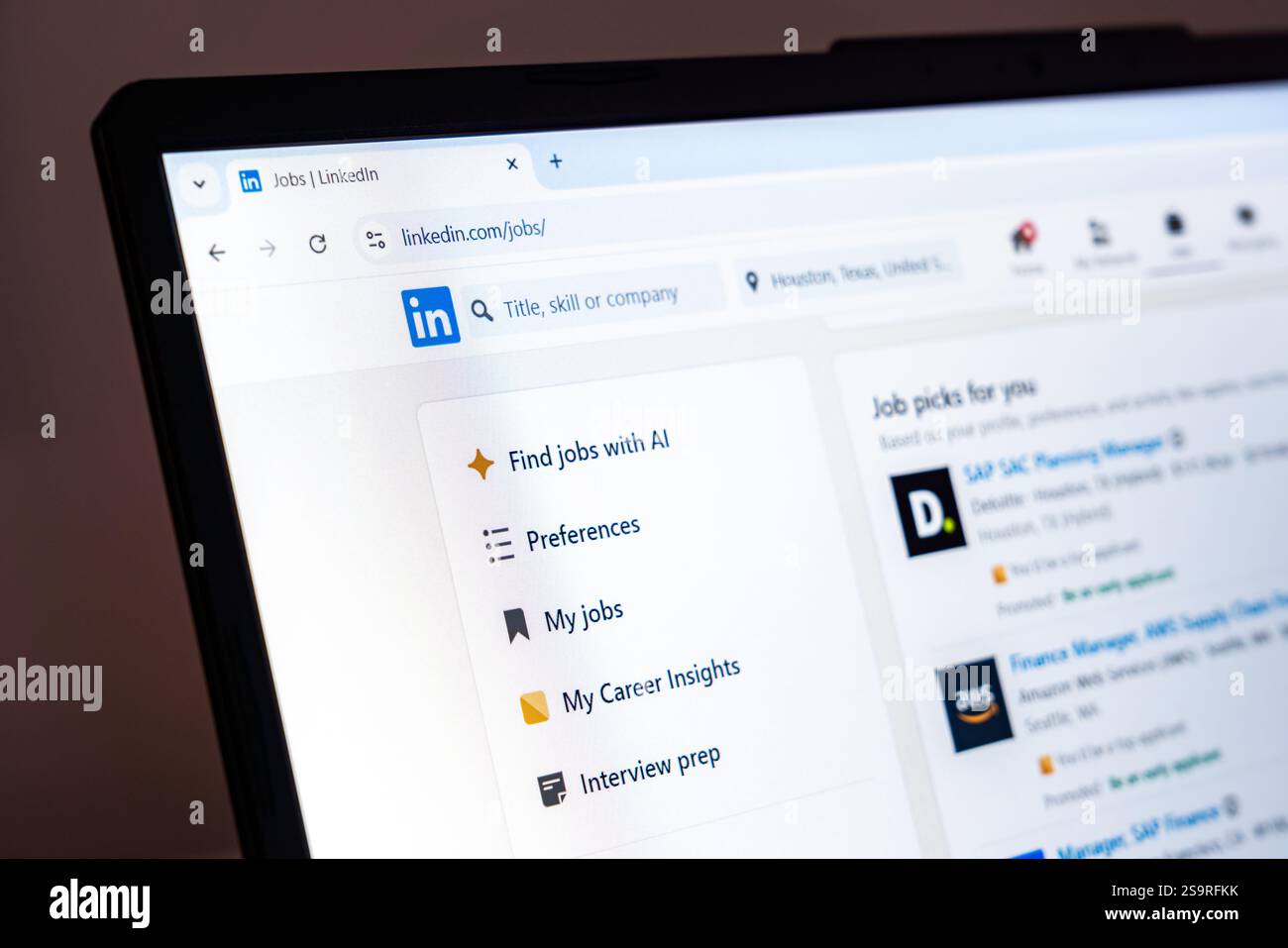 New York, USA - January 22, 2025: LinkedIn job search page displayed on ...