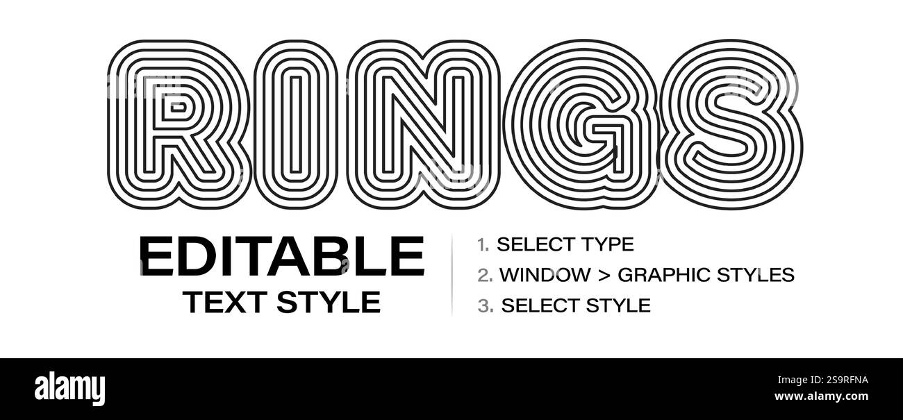 Layered outline text effect, editable graphic style, modern retro style ...