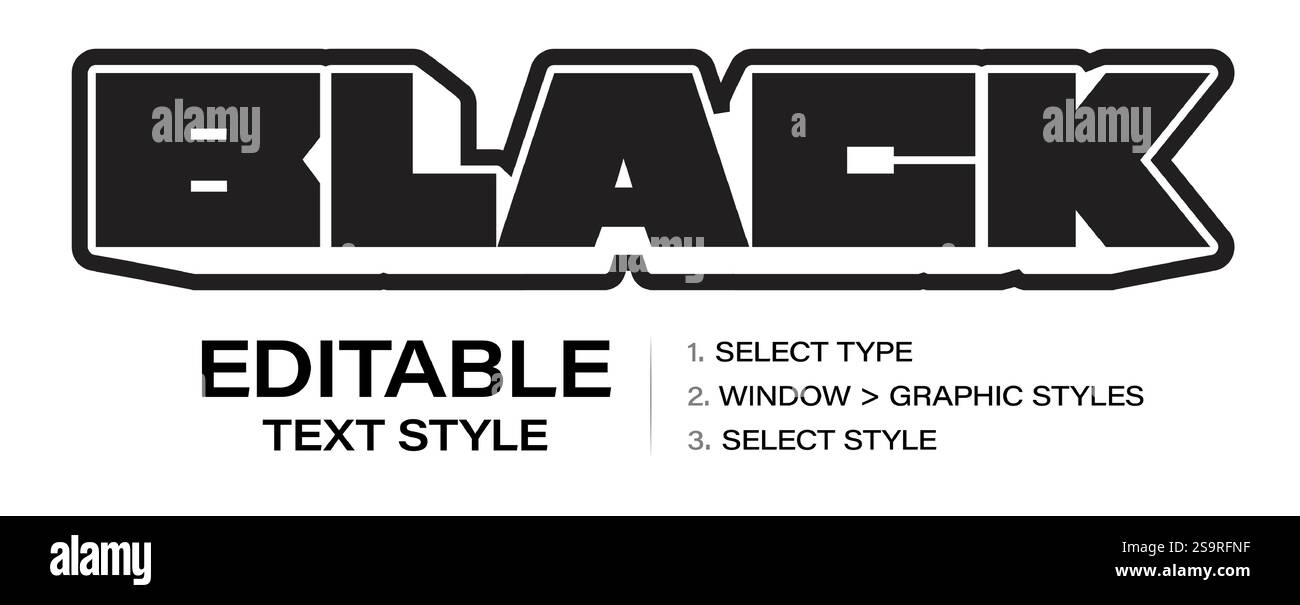 Outline graphic style. Text effect for heavy industrial and bold block ...