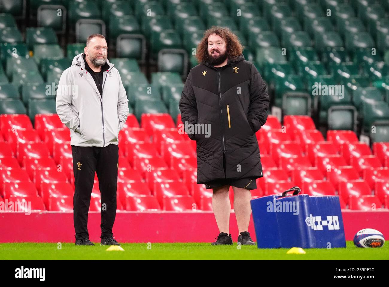 Wales forwards coach Jonathan Humphreys (left) and scrum coach Adam ...