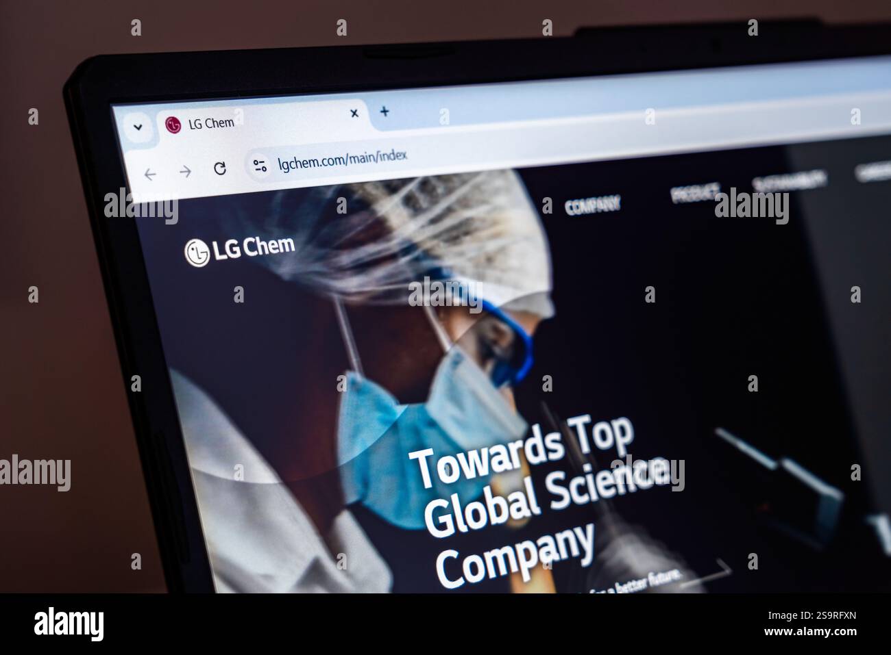 New York, USA - January 22, 2025: LG Chem website displayed on laptop ...