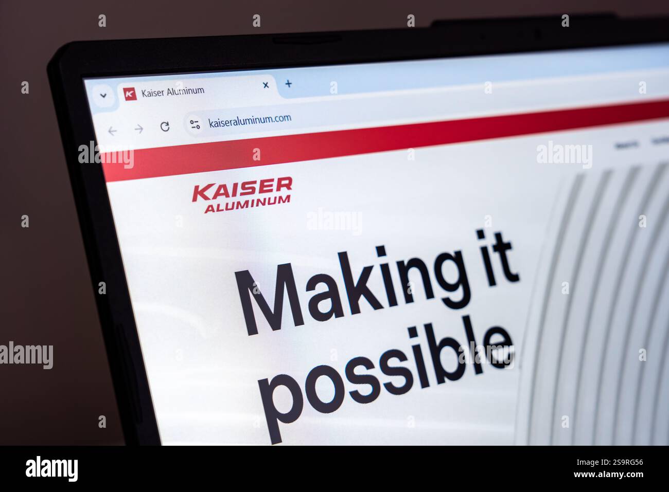 New York, USA - January 22, 2025: Kaiser Aluminum website homepage featuring company logo and ...