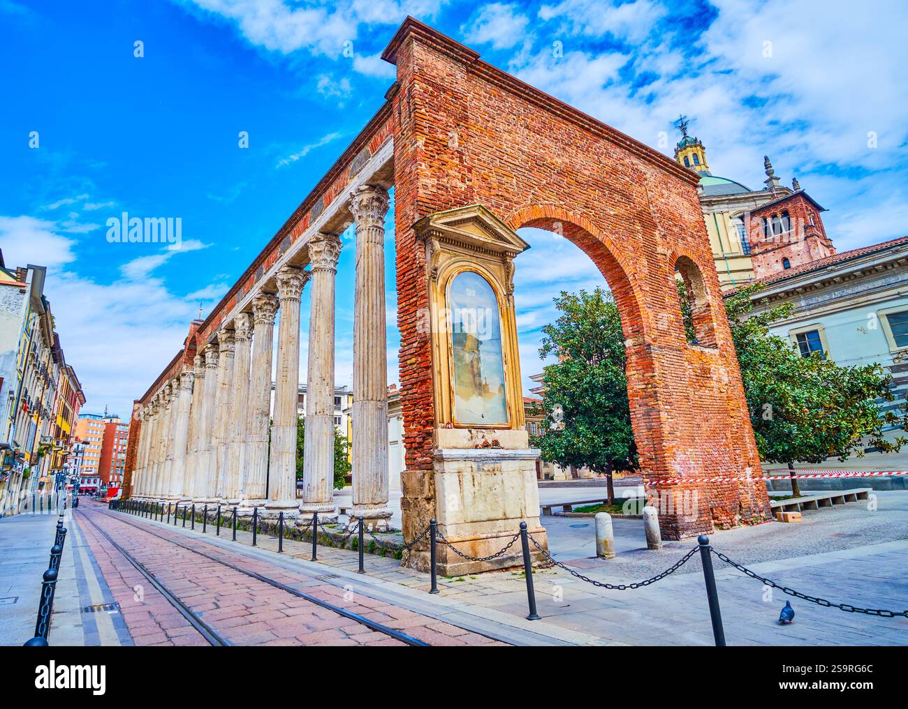 The Columns of San Lorenzo, the ancient Roman ruins in Milan, Italy ...