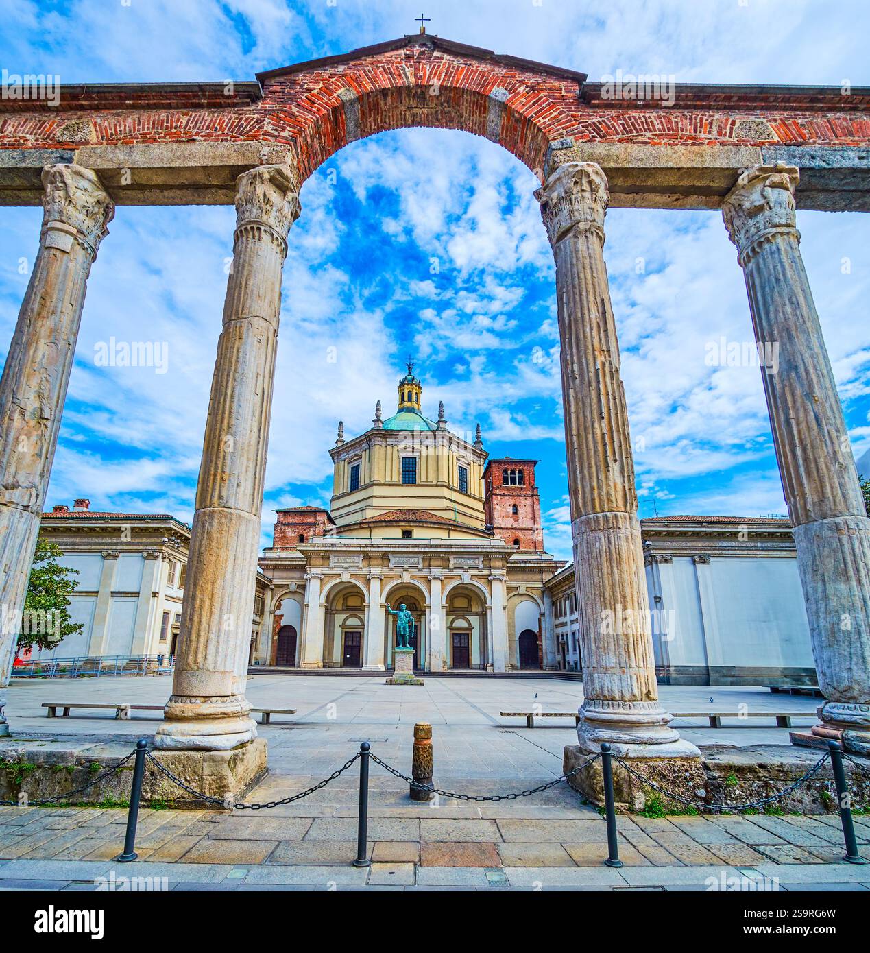 Ancient Basilica of San Lorenzo with Monument to Constantine Emperor ...