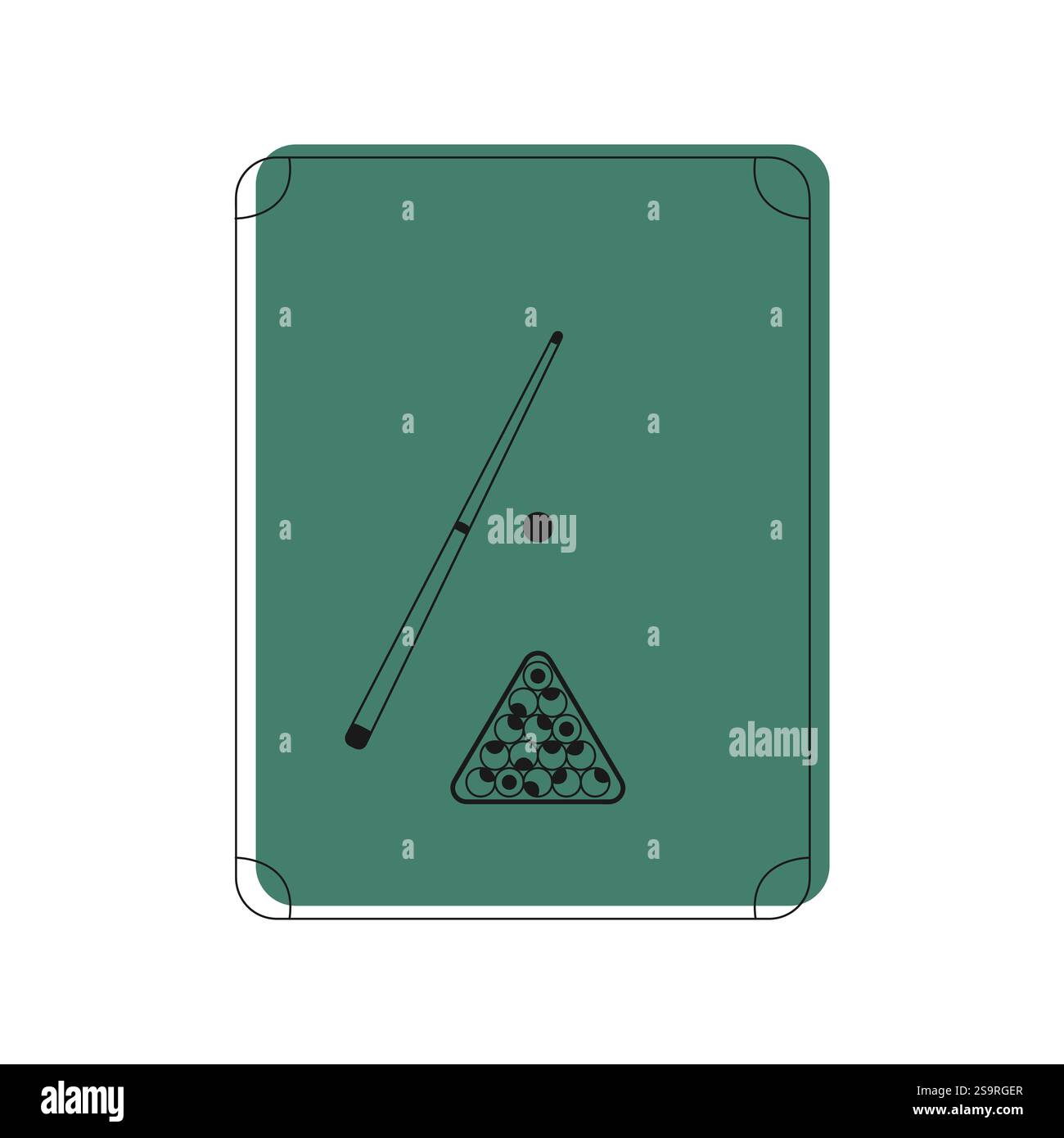 Minimalist billiard table vector illustration with cue, balls and ...