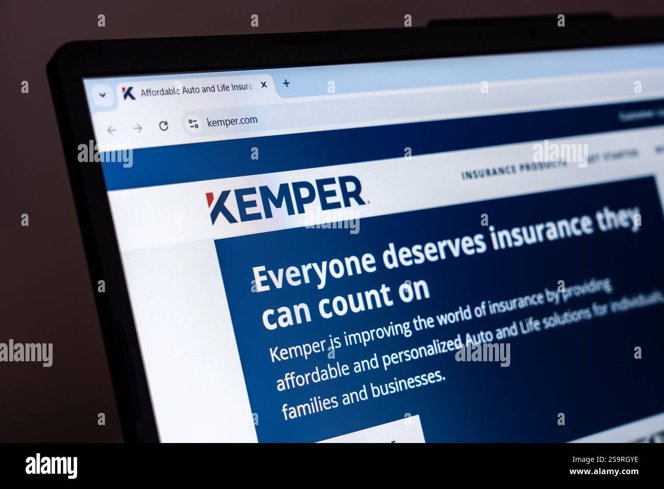 New York, USA - January 22, 2025: Kemper official website homepage ...