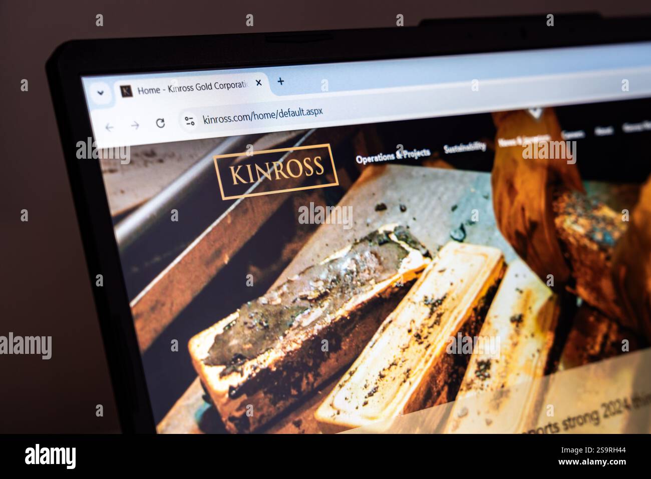 New York, USA - January 22, 2025: Kinross Gold Corporation website displayed on laptop screen ...