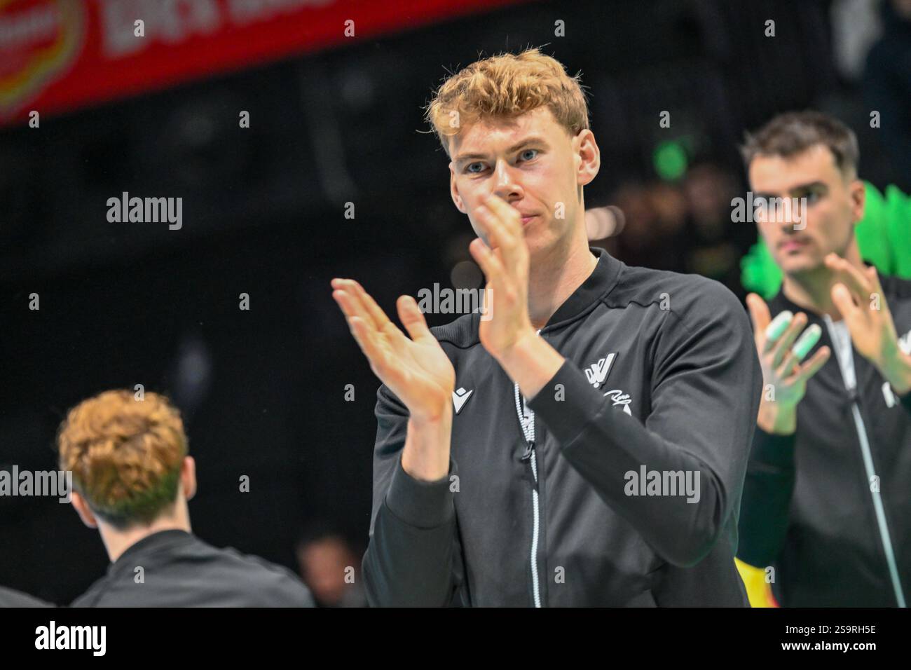 Bologna, Italy. 26th Jan, 2025. Jensen Mads Kyed (Rana Verona) greets ...