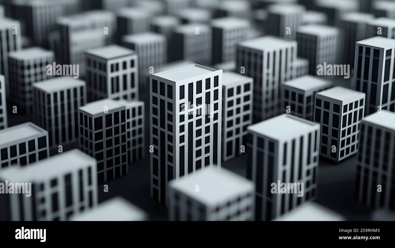 Minimalist and modern city concept with a grid-like layout of modular ...