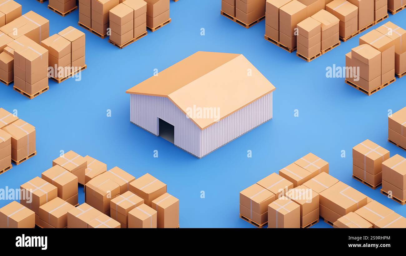 Organized Isometric Warehouse Layout with Clear Shipment Pathways and ...