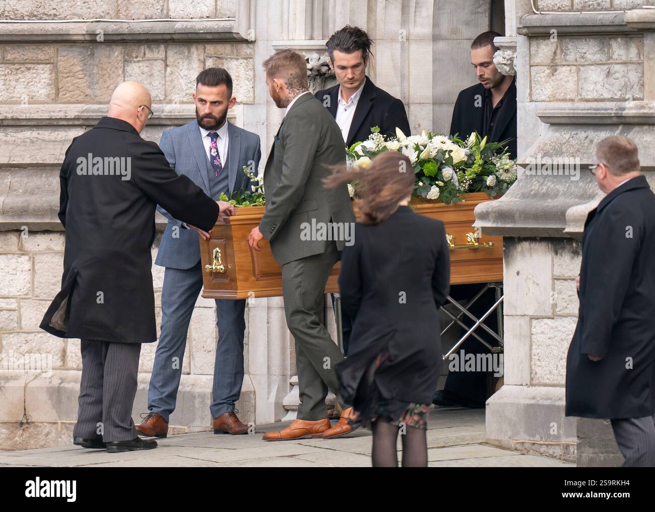The coffin of The Vivienne is carried out of St Margaret's Church in ...