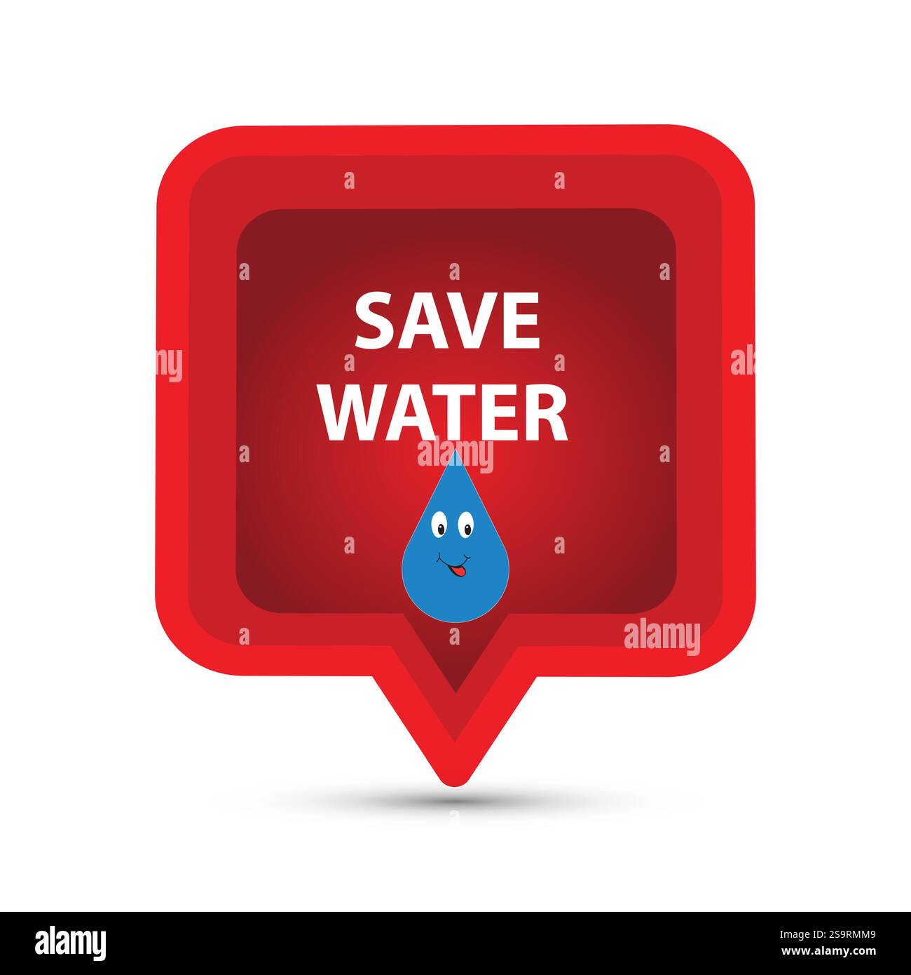 Red speech bubble with a cute water drop and the text save water Stock ...