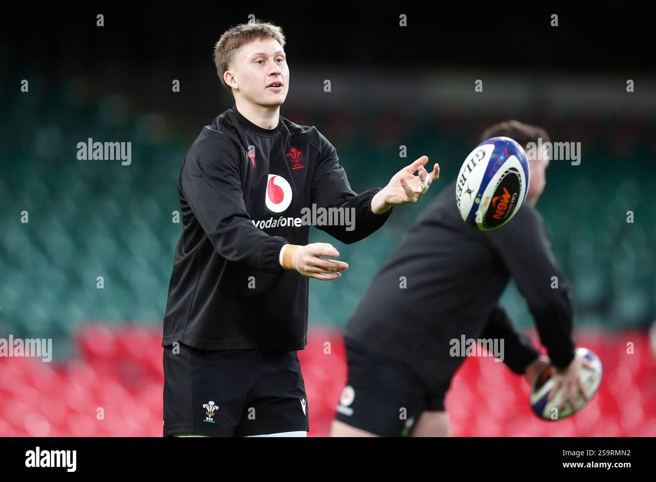 Wales' Josh Hathaway during a training session at the Principality ...