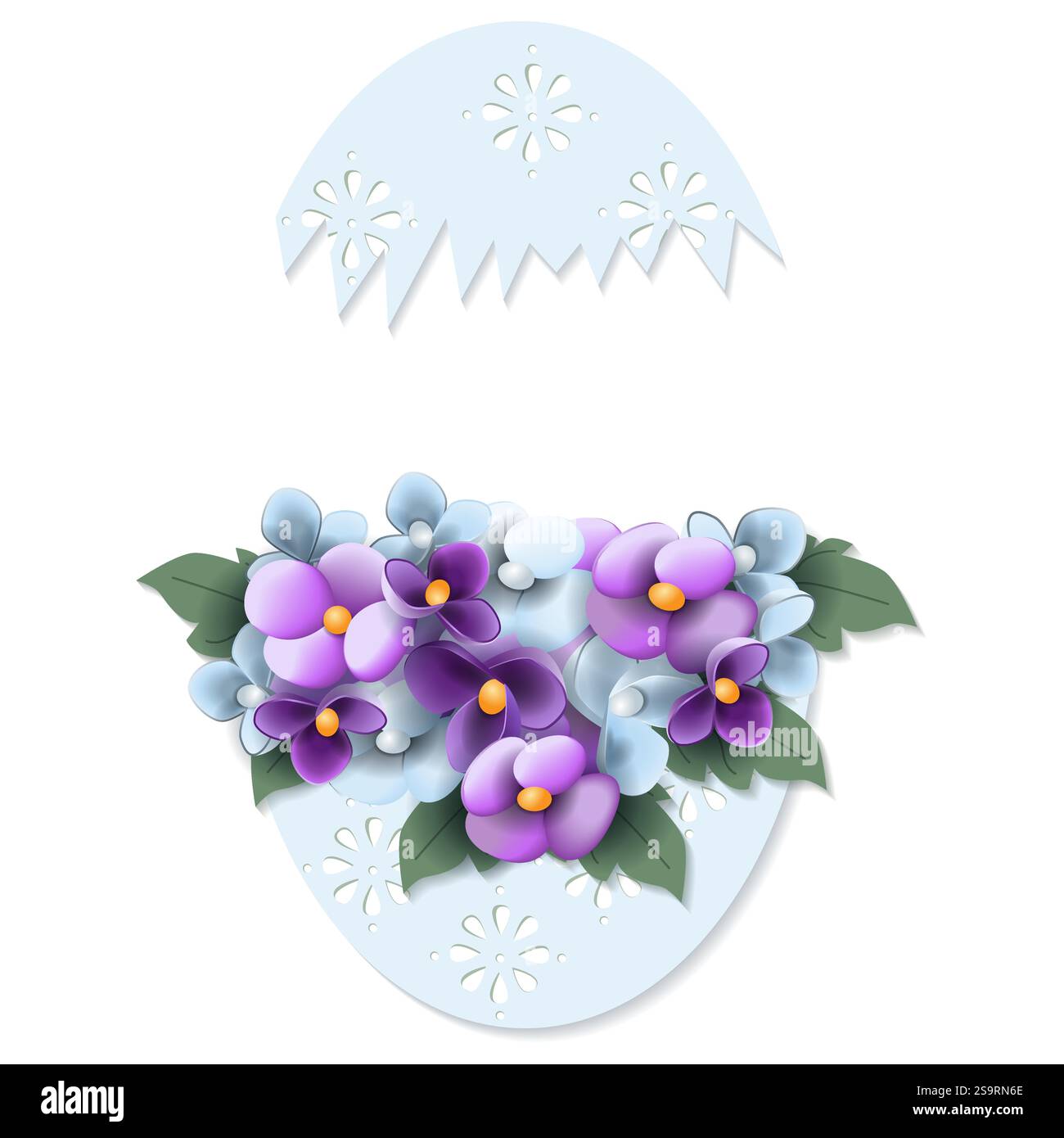 Happy Easter. Square template design with flowers, decorative Easter ...