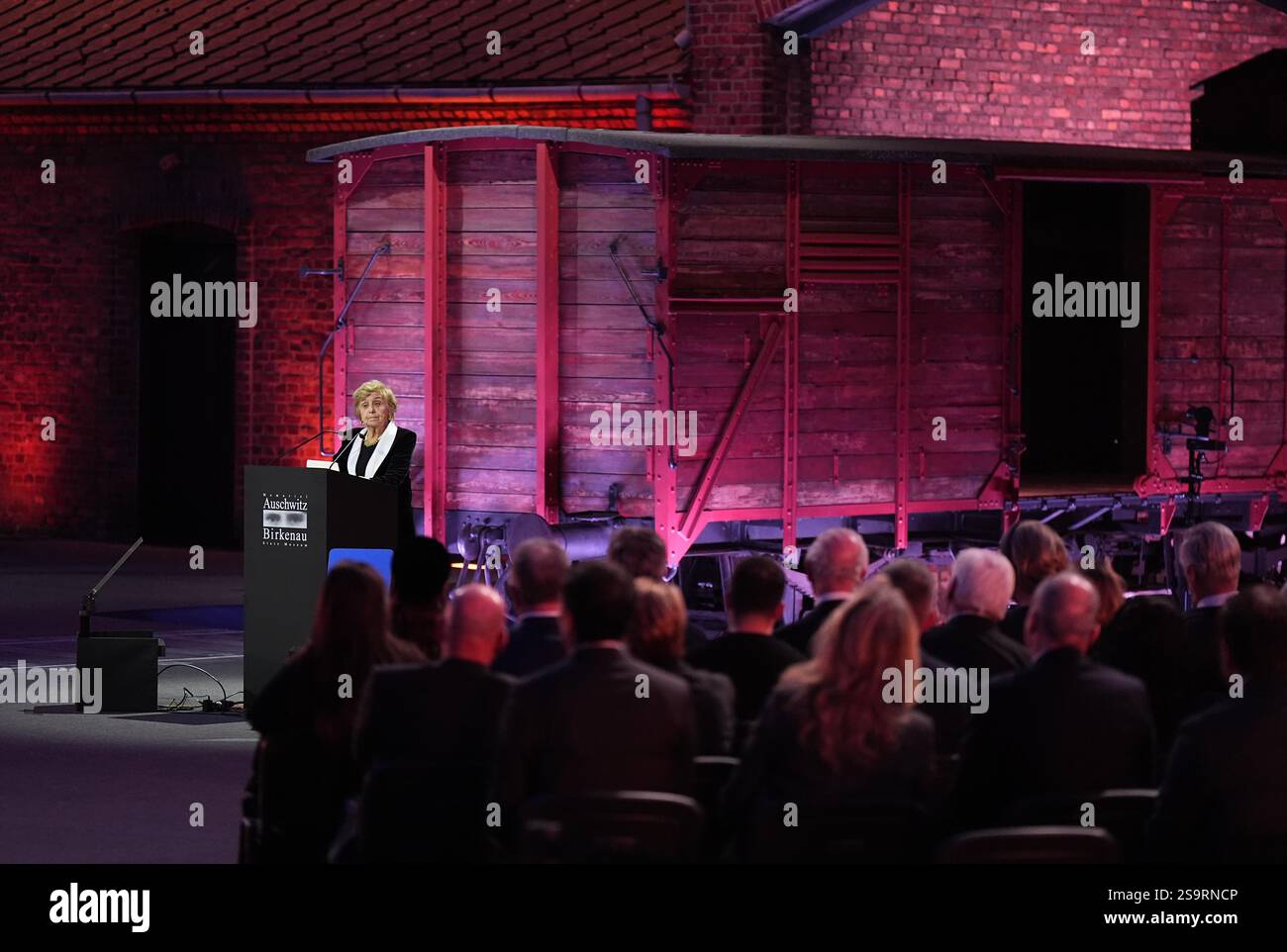 Auschwitz survivor Tova Friedman speaks during commemorations at ...