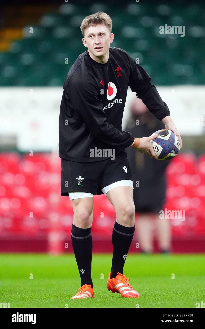 Wales' Josh Hathaway during a training session at the Principality ...