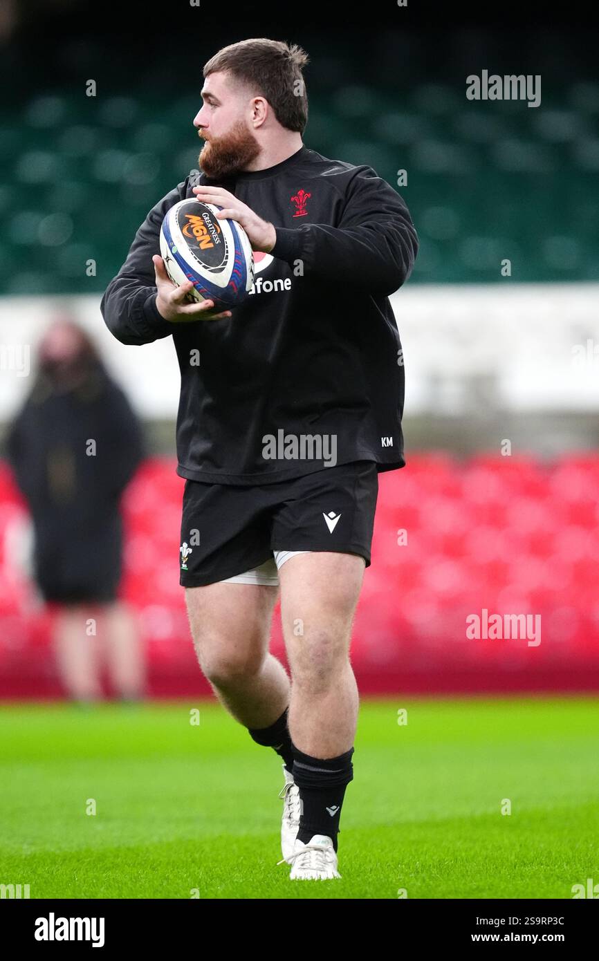 Wales' Kemsley Mathias during a training session at the Principality ...