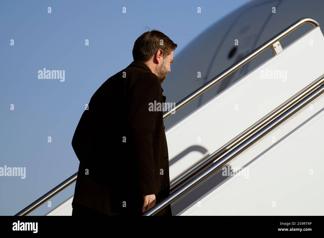 Vice President JD Vance boards his plane at Joint Base Andrews, Md ...