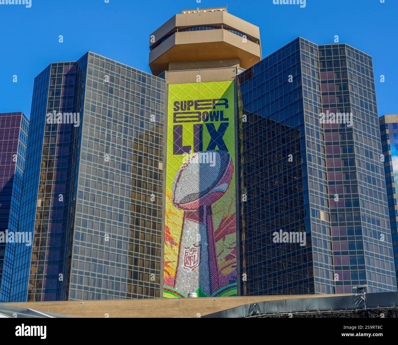 New Orleans, LA, USA - January 25, 2025: Enormous Super Bowl LIX sign ...