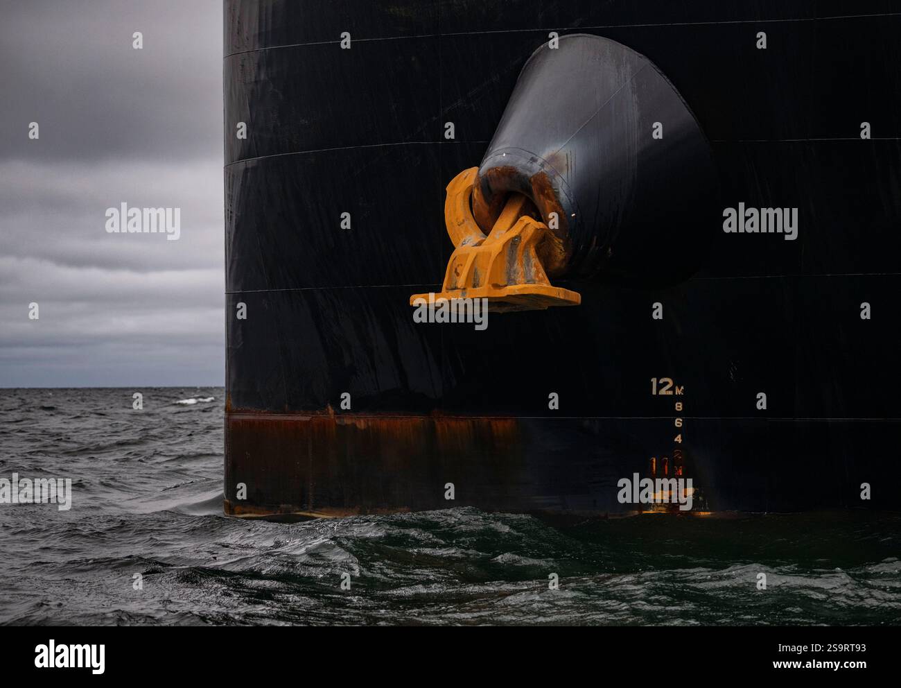 KARLSKRONA, Sweden. , . Damage to anchor and hull as the cargo ship ...