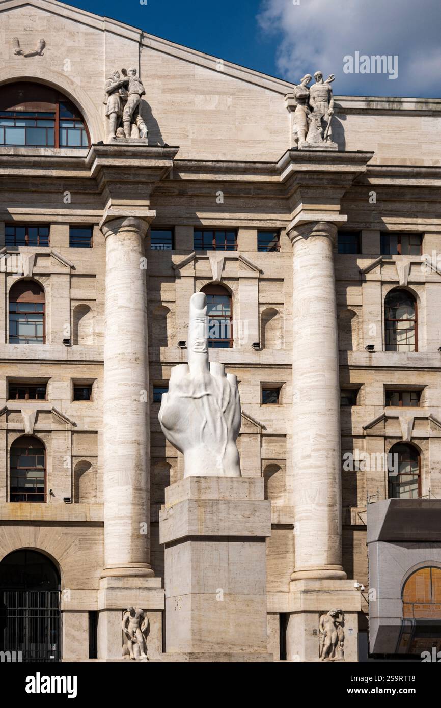 The Finger statue in Milan, Italy Stock Photo - Alamy