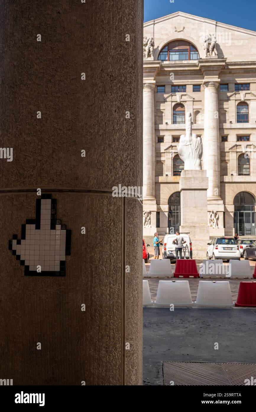 The Finger statue in Milan, Italy Stock Photo - Alamy