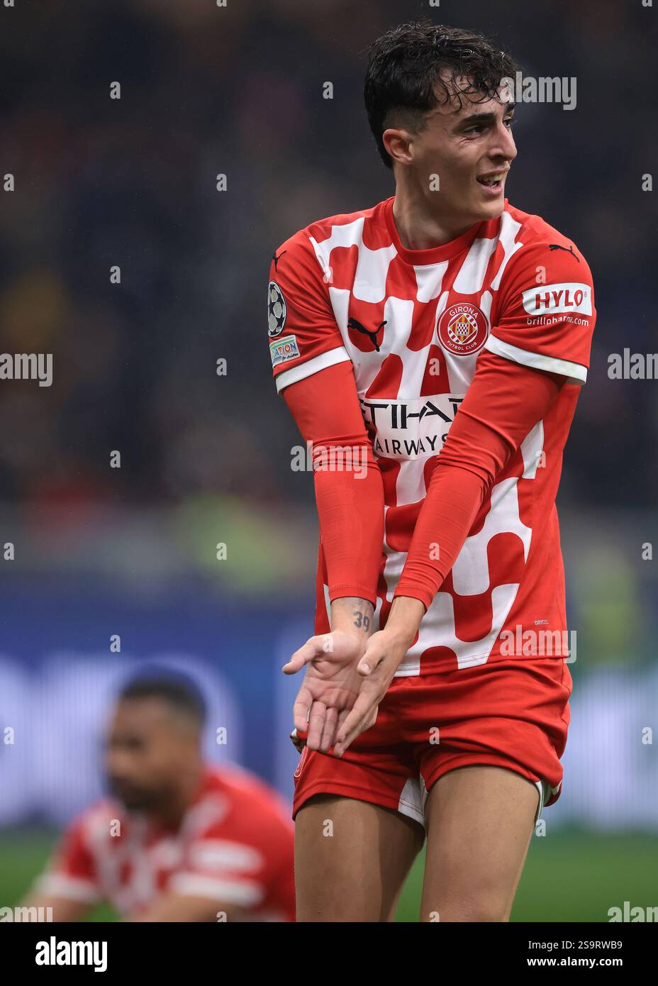Milan, Italy, 22nd January 2025. Alejandro Frances of Girona FC reacts ...