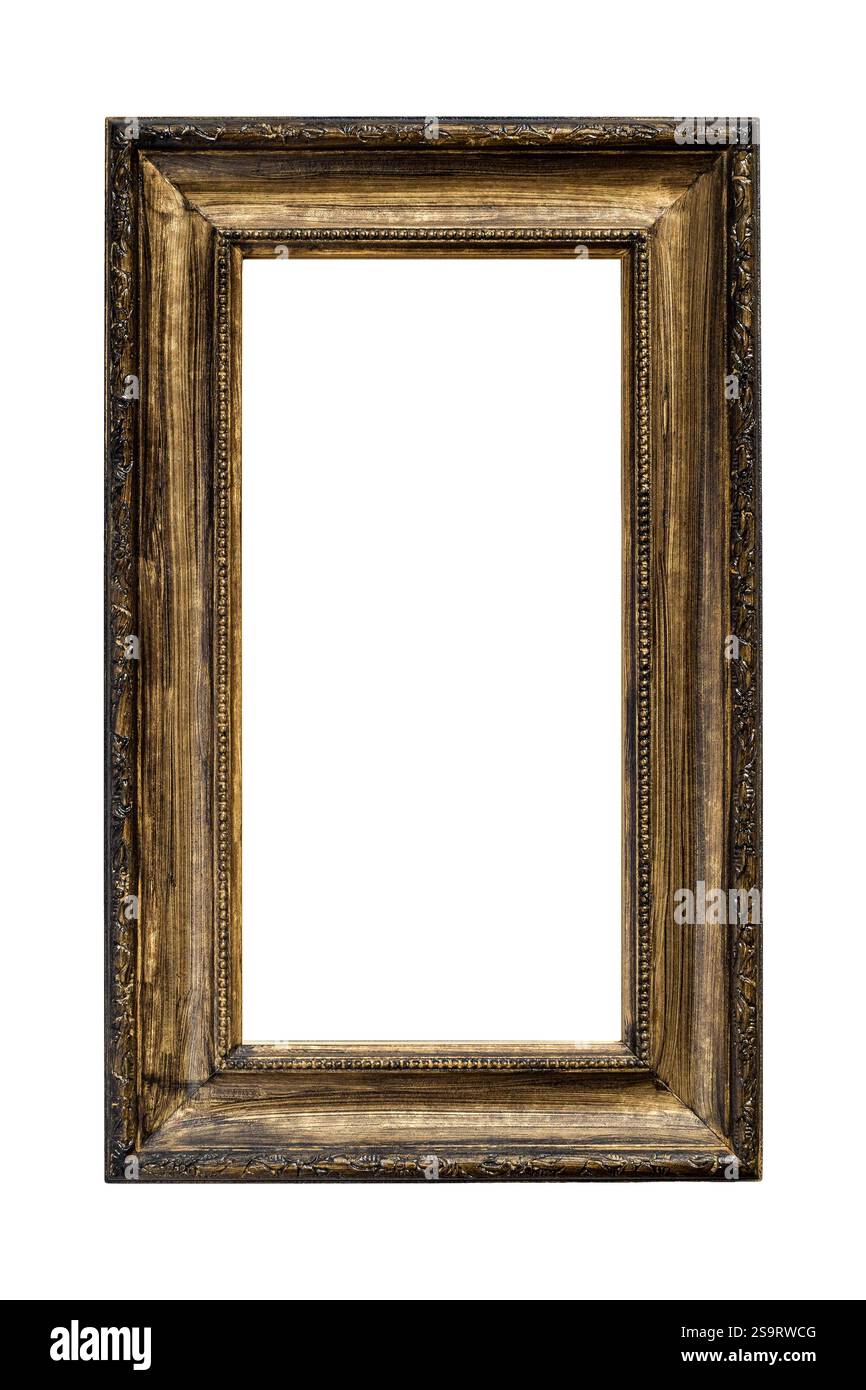 Golden wooden rectangular picture frame isolated cutout Stock Photo - Alamy