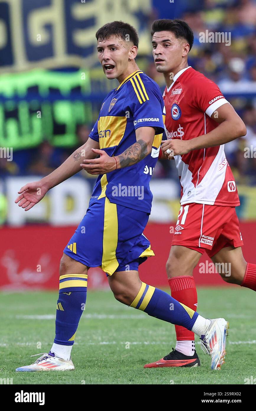Boca Juniors midfielder Camilo Rey Domenech gestures during the 2025 ...