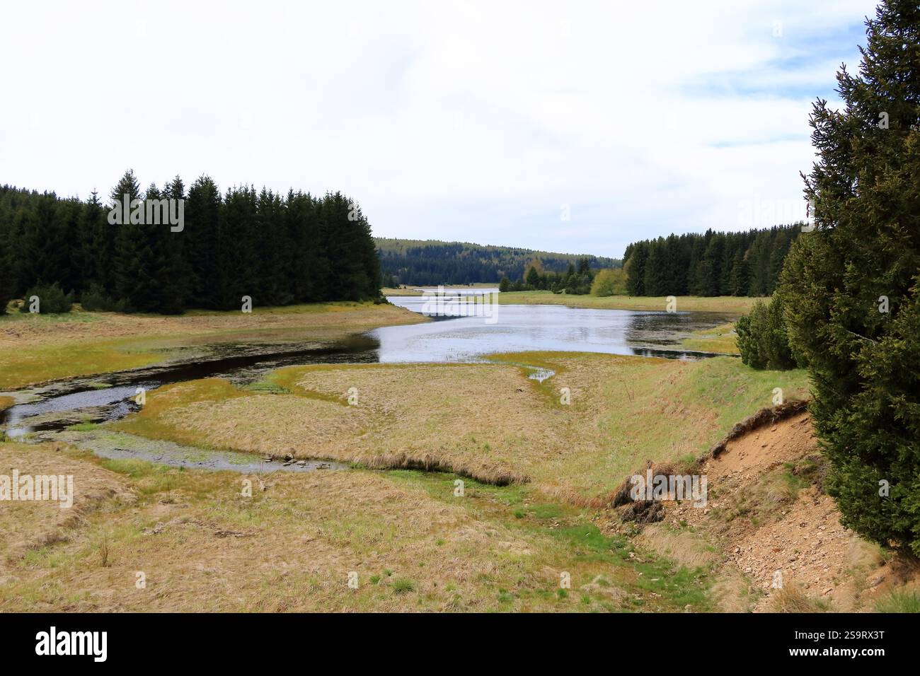 landscape and Reservoir in front of the Flaje dam in the Czech Republic ...