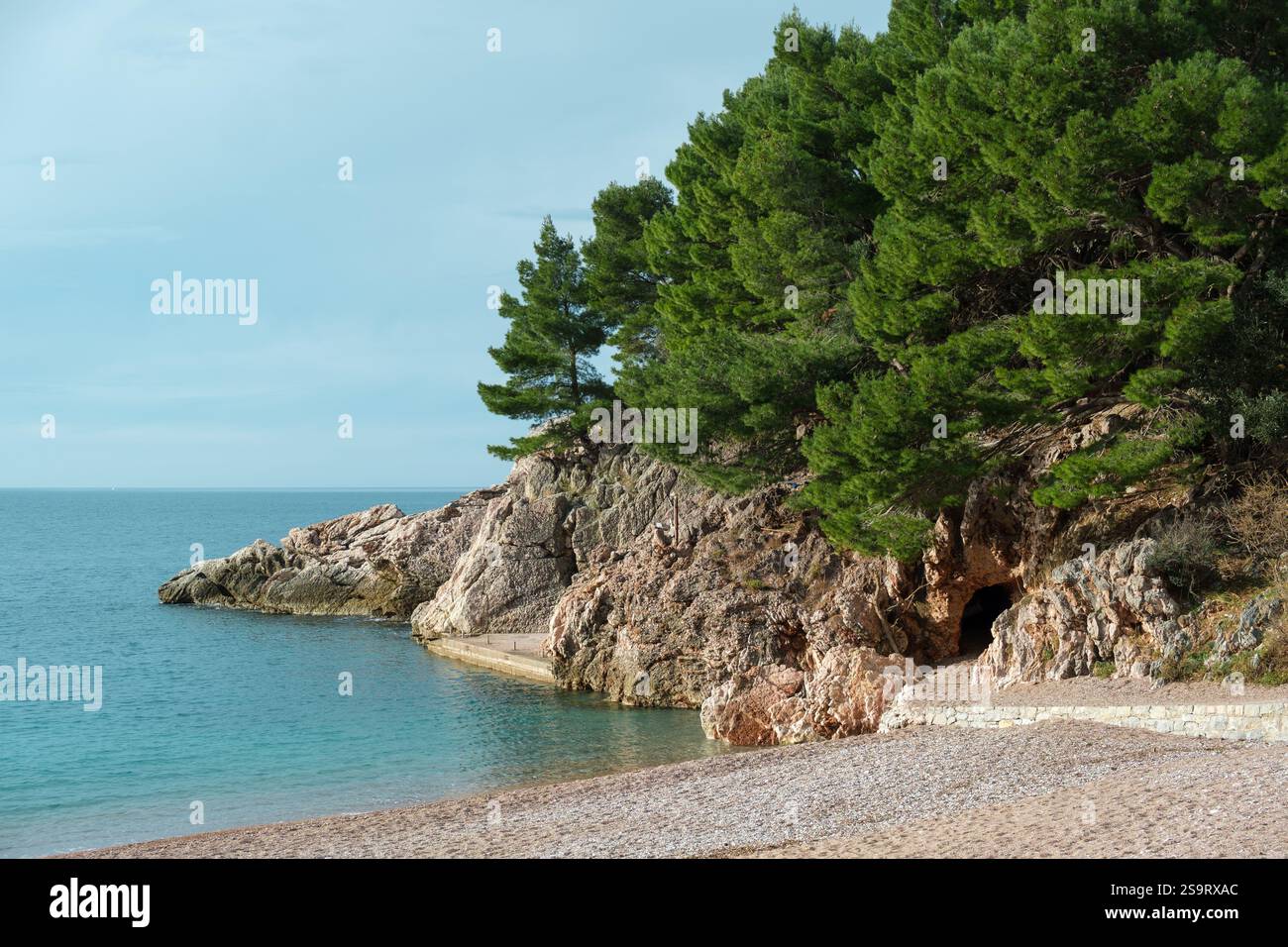 Rocky Mediterranean Shoreline with Pine Trees, Pebble Beach, a Hidden ...