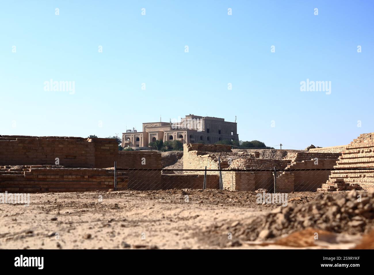 the Ruins of Babylon and palace of Saddam Hussein. Babylon, Iraq Stock ...
