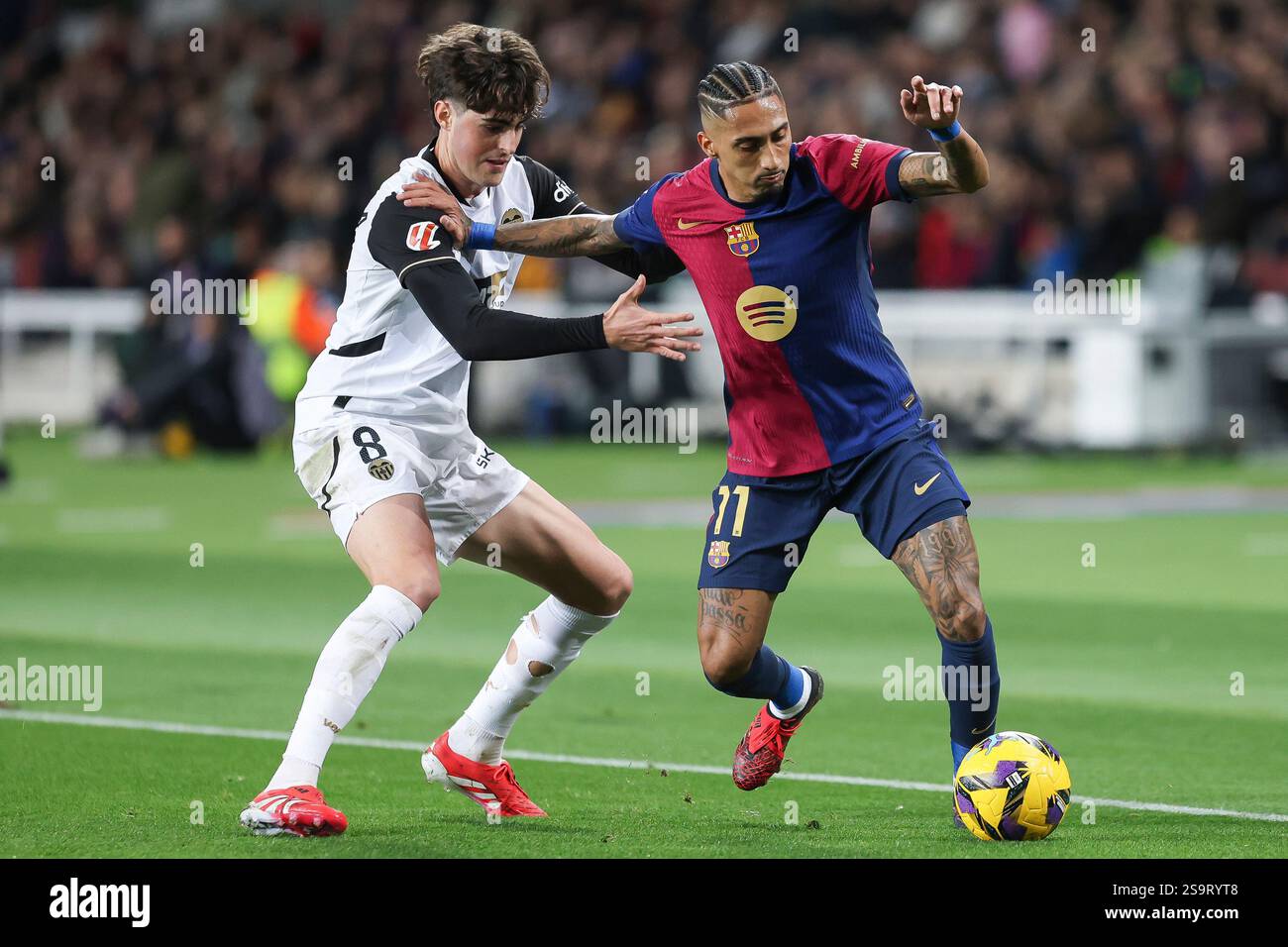 Barcelona, Spain. 26th Jan, 2025. Raphinha (11) of FC Barcelona and ...