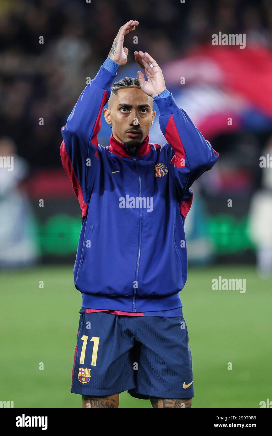 Barcelona, Spain. 26th Jan, 2025. Raphinha (11) of FC Barcelona seen ...