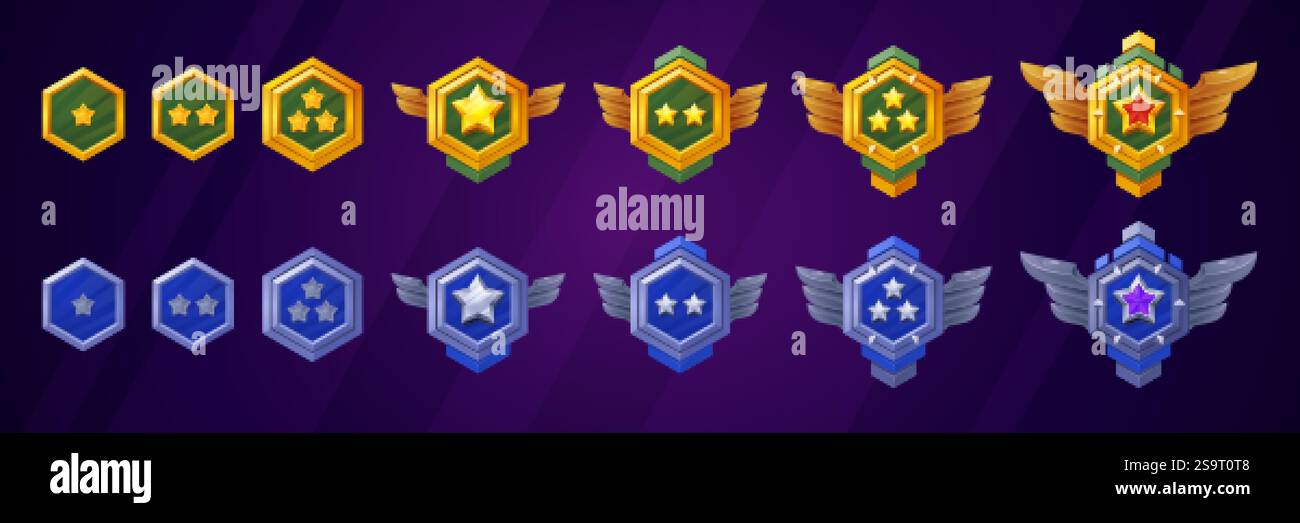 Military game rank badges. Army ranking badge gold silver metal emblem ...