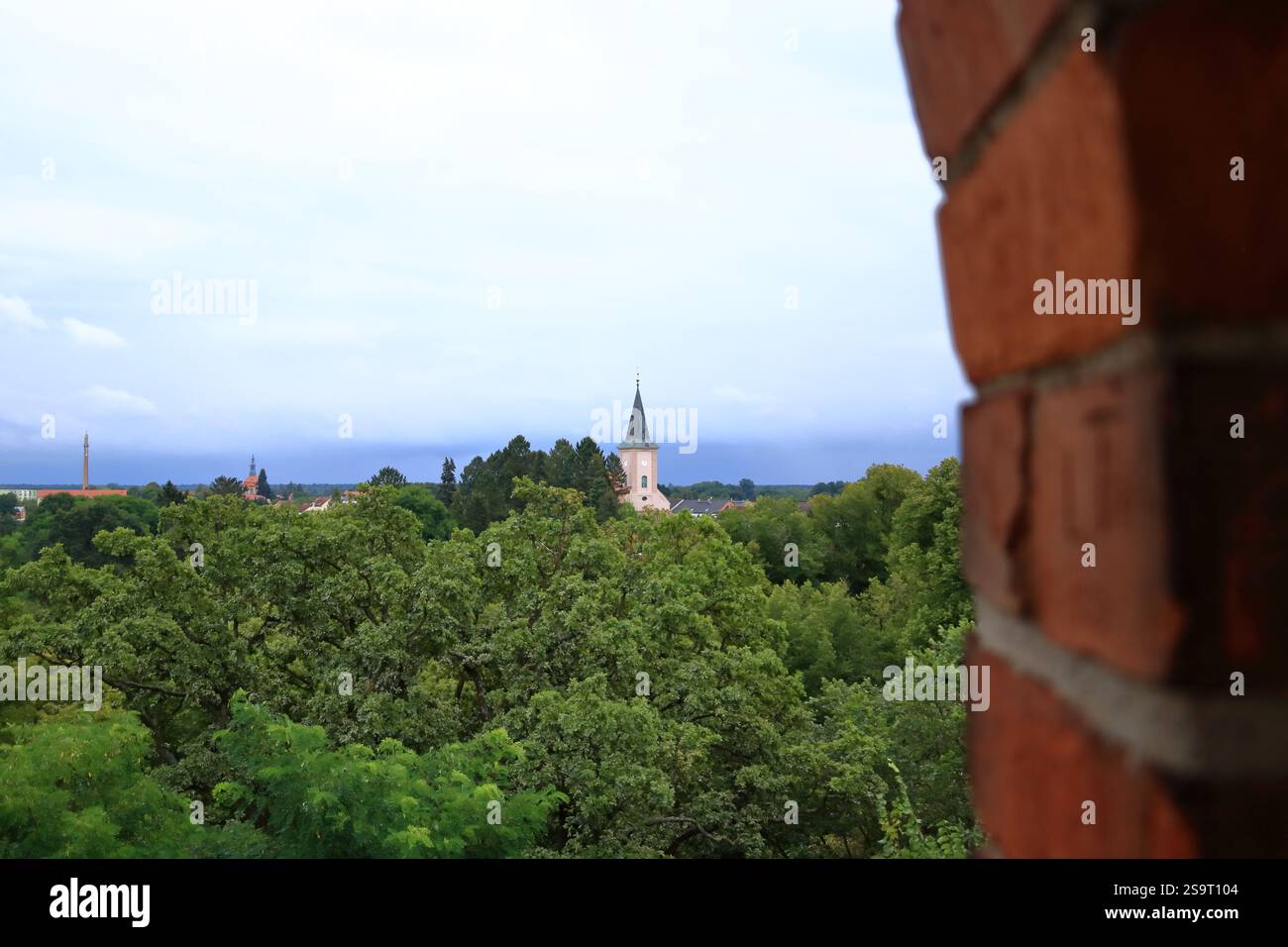 aerial view from the Kaiser-Friedrich-Turm in Biesenthal, a small town ...