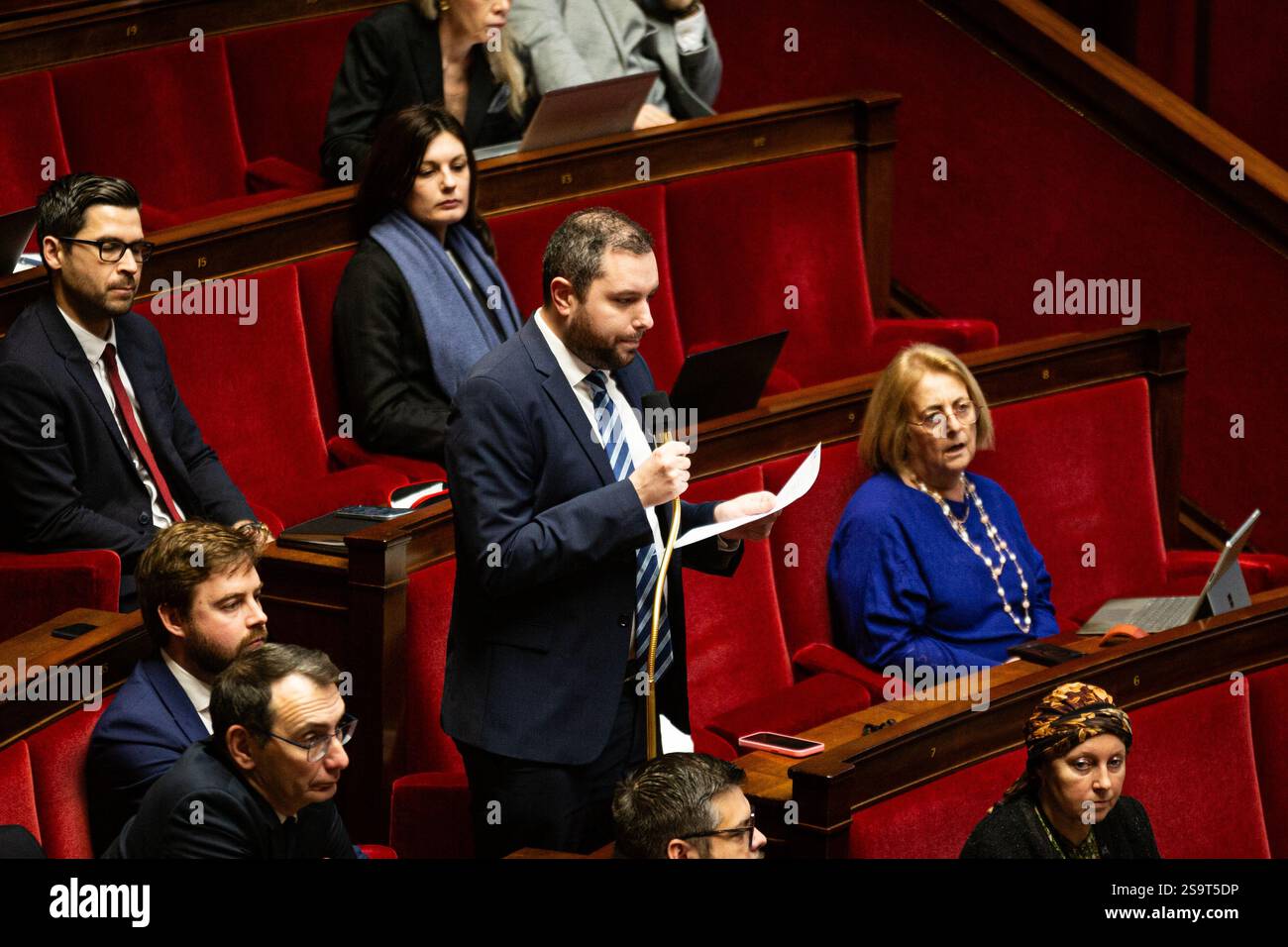 Sébastien Humbert, deputy of Rassemblement National group speaks during ...